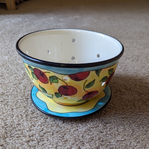 GANZ | Dining | Cherry Painted Ceramic Colander And Plate By Ganz ...